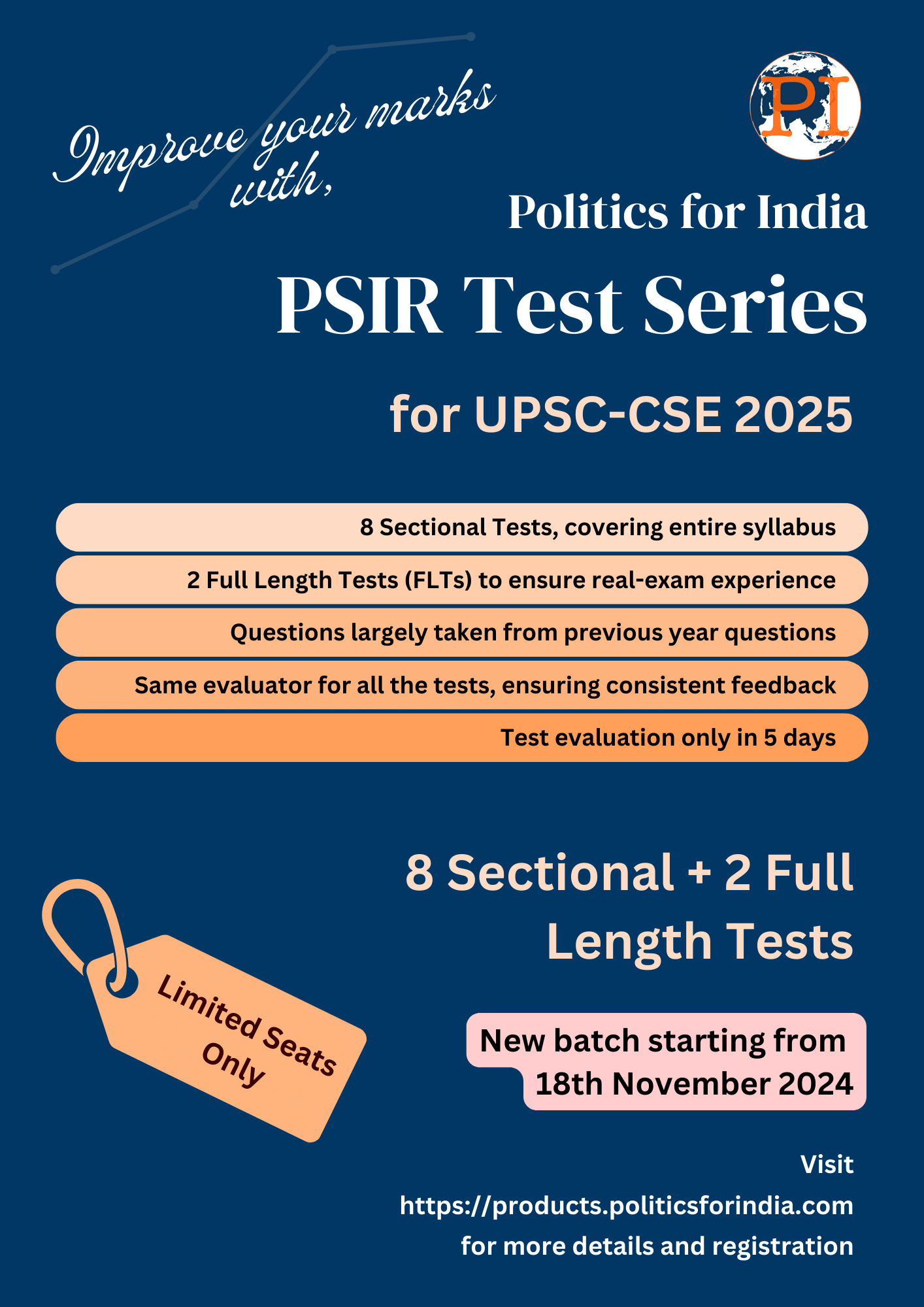 PSIR Test Series for Mains 2025 - Politics for India