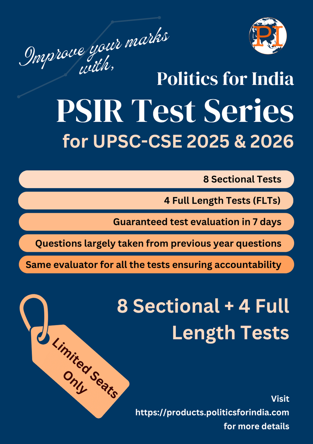 PSIR Test Series for Mains 2025 and 2026 - Politics for India